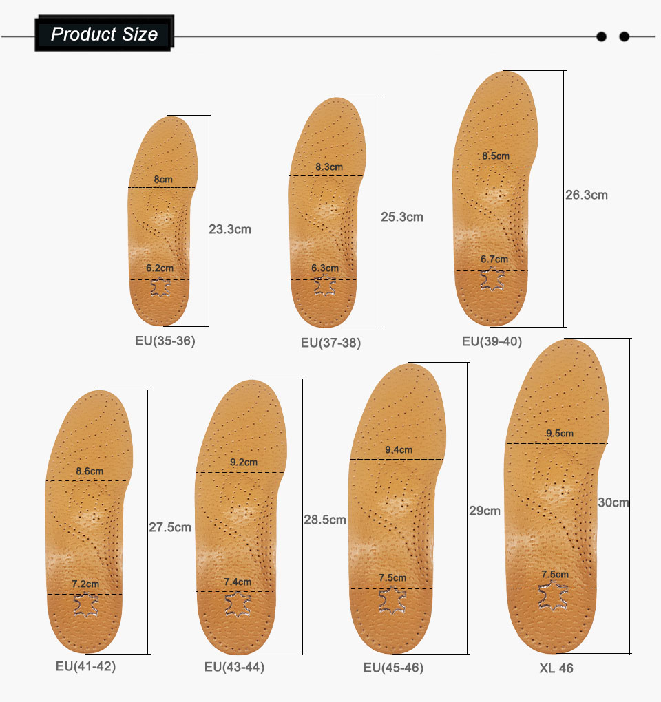 2 pairs more favorable Premium Leather Orthotic insole for Flat foot ...